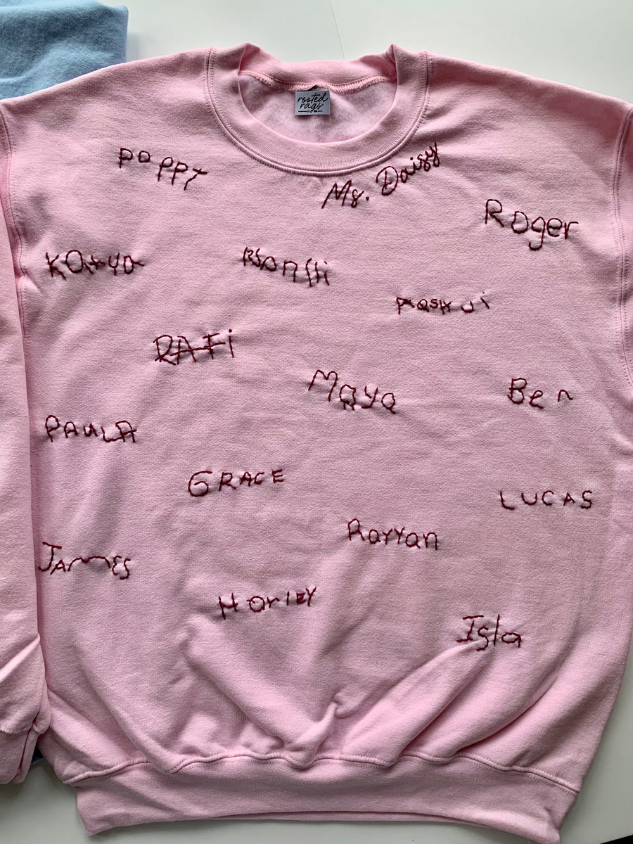 Kids' Names Hand Embroidered Sweatshirt – Rooted Rags